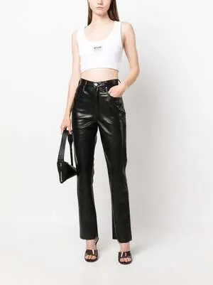Moschino Logo-embroidered Ribbed Crop Top