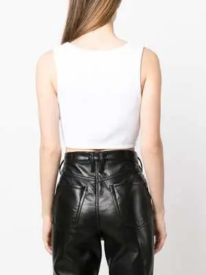 Moschino Logo-embroidered Ribbed Crop Top
