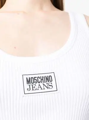 Moschino Logo-embroidered Ribbed Crop Top