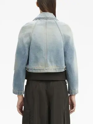 Palm Angels Paris Cropped Denim Jacket - Blue