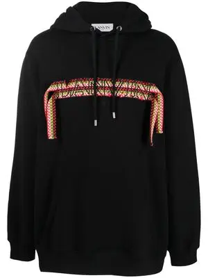 LANVIN Oversized Logo-appliqué Hoodie - Black