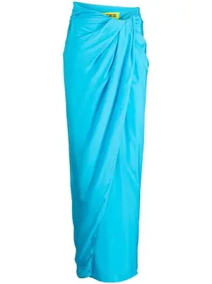 Gauge81 Aqua Silk Draped Maxi Skirt