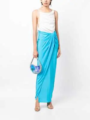 Gauge81 Aqua Silk Draped Maxi Skirt