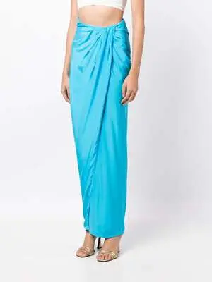 Gauge81 Aqua Silk Draped Maxi Skirt