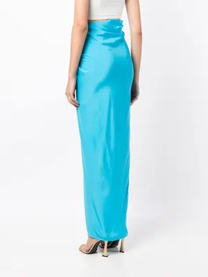 Gauge81 Aqua Silk Draped Maxi Skirt