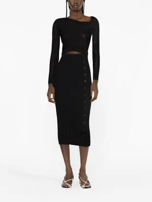 SELF-PORTRAIT Cut-out Ribbed-knit Midi Dress
