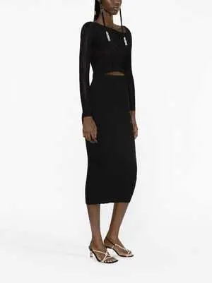 SELF-PORTRAIT Cut-out Ribbed-knit Midi Dress