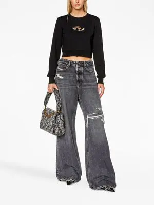 DIESEL® F-slimmy-od Cropped Sweatshirt - Black