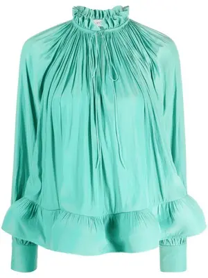 LANVIN Ruffled Gathered Blouse - Green