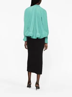 LANVIN Ruffled Gathered Blouse - Green