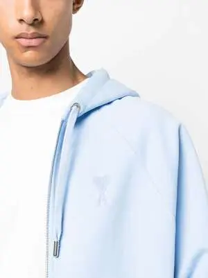AMI Paris Embroidered-logo Zip-fatening Hoodie