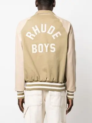 Rhude Logo-patch Varsity Jacket - Brown