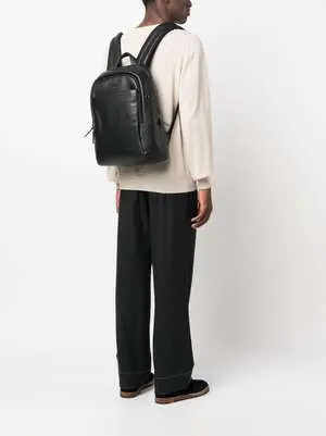 PIQUADRO Logo-plaque Leather Backpack