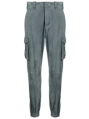 Ermanno Scervino Mid-rise Suede Cargo Trousers - Grey