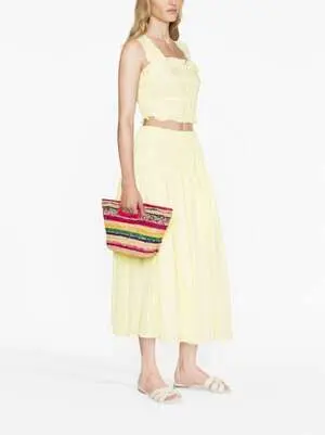Maje Mini Striped Raffia Tote Bag