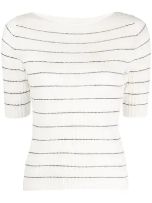 VINCE Vince. Boat-Neck Striped Knit Top