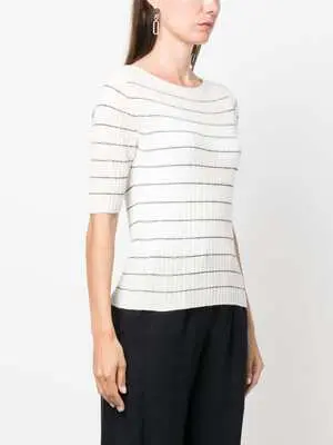 Vince Boat-neck Striped Knit Top