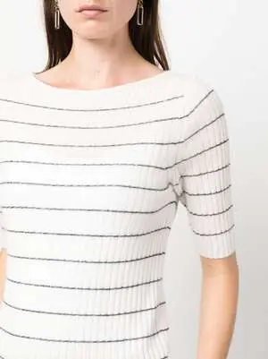 Vince Boat-neck Striped Knit Top