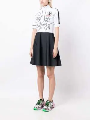 CHARLES JEFFREY Face-print Flared Minidress