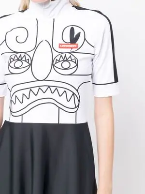 CHARLES JEFFREY Face-print Flared Minidress