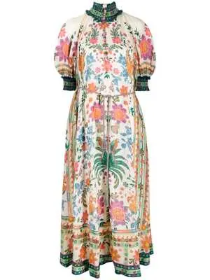 Zimmermann Ginger Swing Floral-print Dress - Neutrals