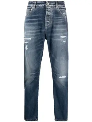 Brunello Cucinelli Distressed Slim-cut Jeans