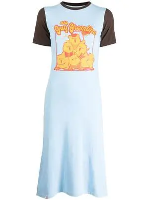 CHARLES JEFFREY Graphic-print Dress - Blue