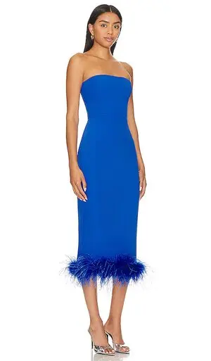 Amanda Uprichard Simpson Feather Hem Dress - Cobalt