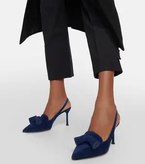 GIANVITO ROSSI Embellished Suede Slingback Pumps