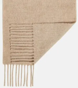 Acne Studios Canada Skinny Fringed Wool Scarf - Beige