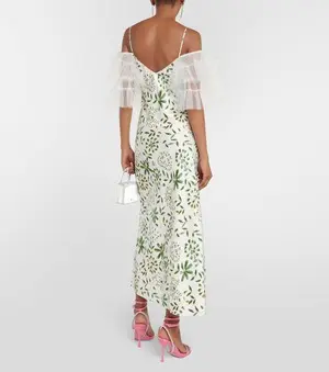RODARTE Floral-appliqué Silk Midi Dress