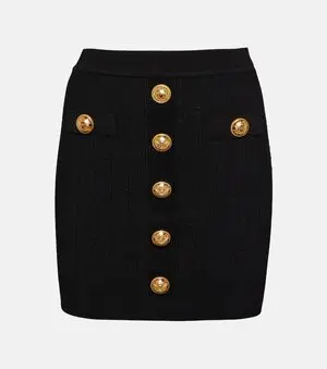 Balmain High-rise Knit Miniskirt - Black