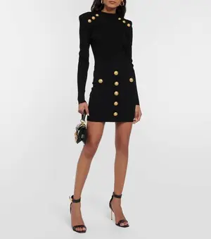 Balmain High-rise Knit Miniskirt - Black