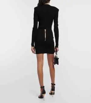 Balmain High-rise Knit Miniskirt - Black