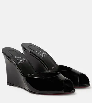 CHRISTIAN LOUBOUTIN Me Dolly Zeppa Patent Leather Sandals - Black