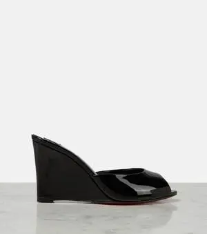 CHRISTIAN LOUBOUTIN Me Dolly Zeppa Patent Leather Sandals - Black