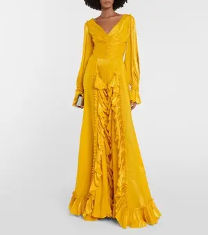 Costarellos Ruffle-trimmed Gown