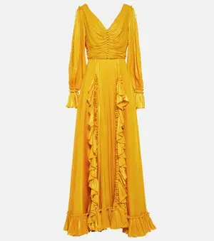 Costarellos Ruffle-trimmed Gown