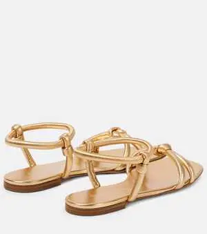GIANVITO ROSSI Juno 05 Metallic Leather Sandals - Gold