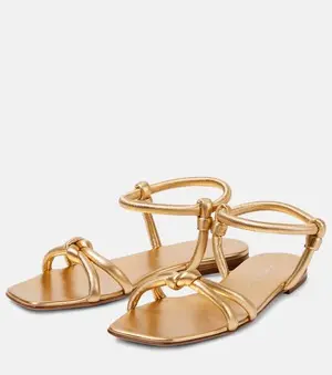 GIANVITO ROSSI Juno 05 Metallic Leather Sandals - Gold