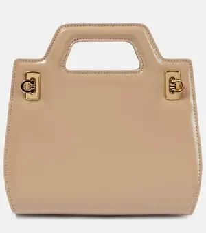 FERRAGAMO Ferragamo Wanda Mini Leather Tote Bag Beige