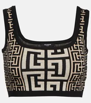 Balmain Monogram Jacquard Crop Top