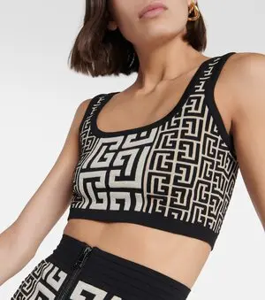 Balmain Monogram Jacquard Crop Top