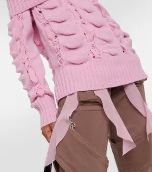 Blumarine Rushed Off-shoulder Wool Sweater
