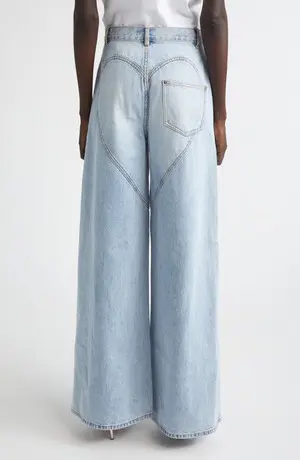 AREA Crystal Slit Wide Leg Jeans