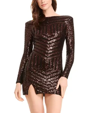 Women's Long Sleeve Sequin Mini Dresses