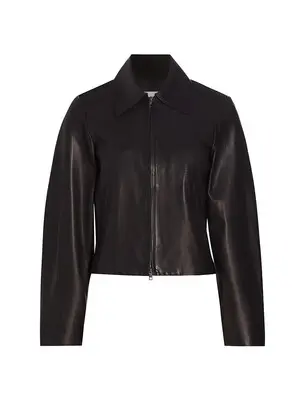 Vince Women's Leather Zip-Front Jacket - Black  - Black