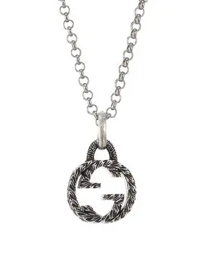 Gucci Gg Interlocking Sterling Logo Charm Pendant Necklace - Silver