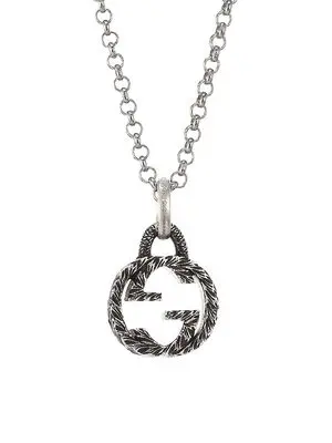 Gucci Gg Interlocking Sterling Logo Charm Pendant Necklace