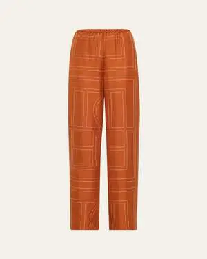 TOTEME Monogram Silk Pajama Bottoms Rustcopper